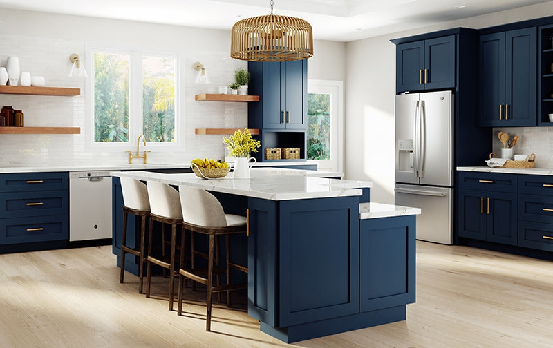 Blue Shaker Cabinets - Woodline Series - Wholesale Cabinet Supply