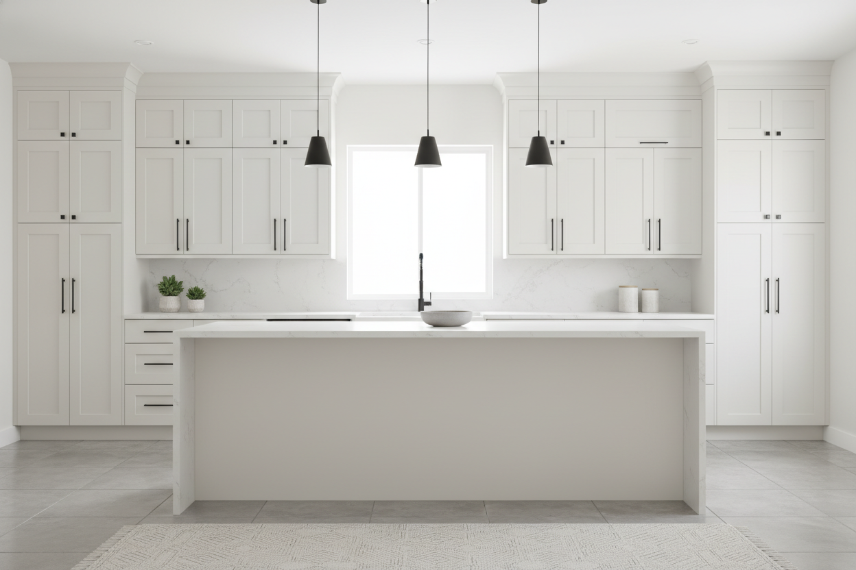 Sherwin-Williams® Snowbound (SW 7004) Kitchen Cabinets – Shaker, Slim ...