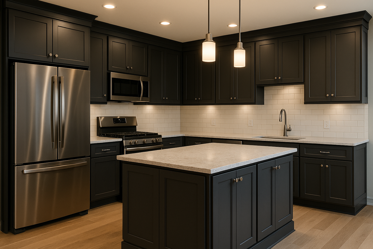 Sherwin-Williams® Iron Ore (SW 7069) Kitchen Cabinets – Shaker, Slim ...